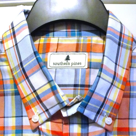 Southern Pines | Shirts | Southern Pines Ss Xl Light Blue Orange Yellow ...